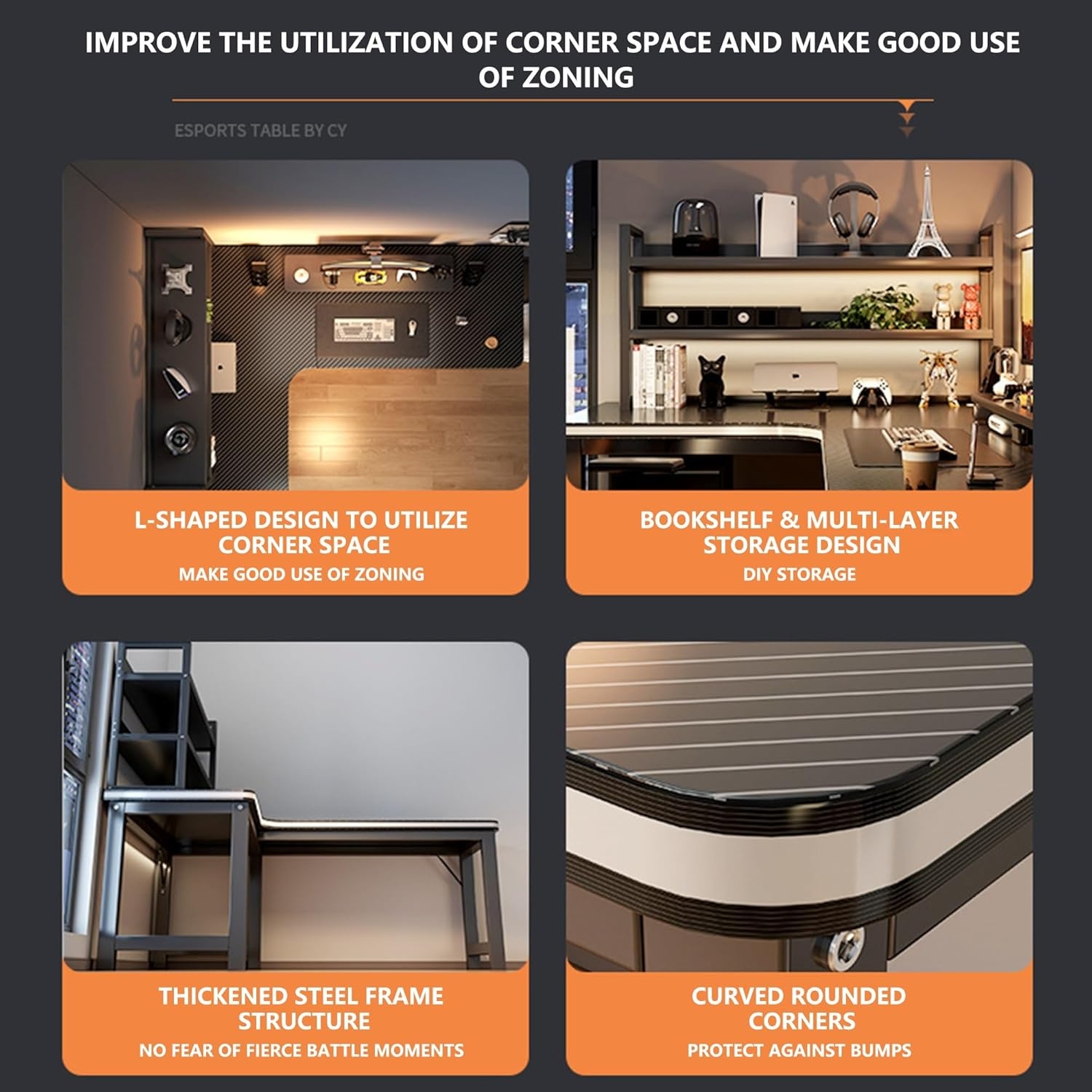 L-Shaped Computer Table Spacious Corner Study Table Office Table Modern ...