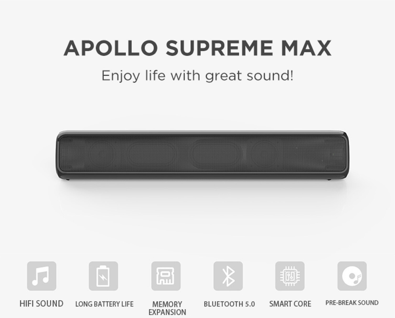 Apollo Supreme Max Wireless Soundbar Bluetooth Speaker AUX Cable ...