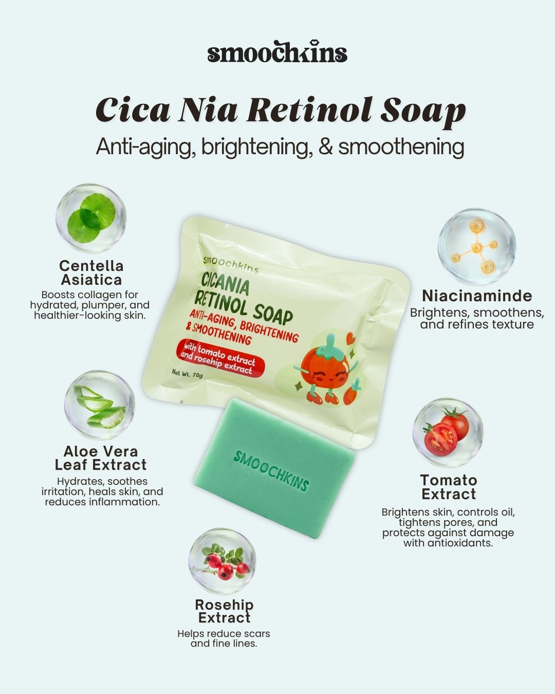 Smoochkins CicaNia Retinol Soap Niacinamide Turmeric, Niacinamide ...