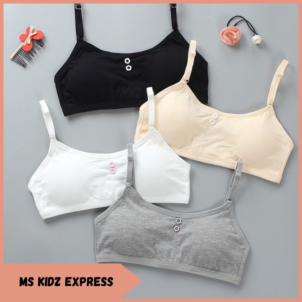 MSKE 8-16Y Teen Girls Bra - No Steel Ring Underwear with Detachable Pad ...