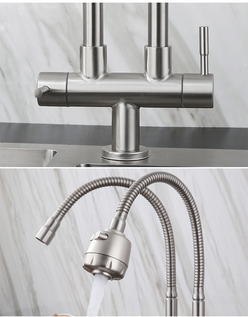Aurora Gripo Stainless Faucet For Kitchen Sink Single Cold Water Double ...