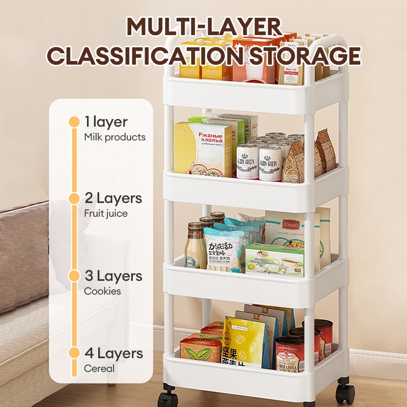3/4/5 Layer Removable Trolley Cart Organizer with Wheels Bathroom ...