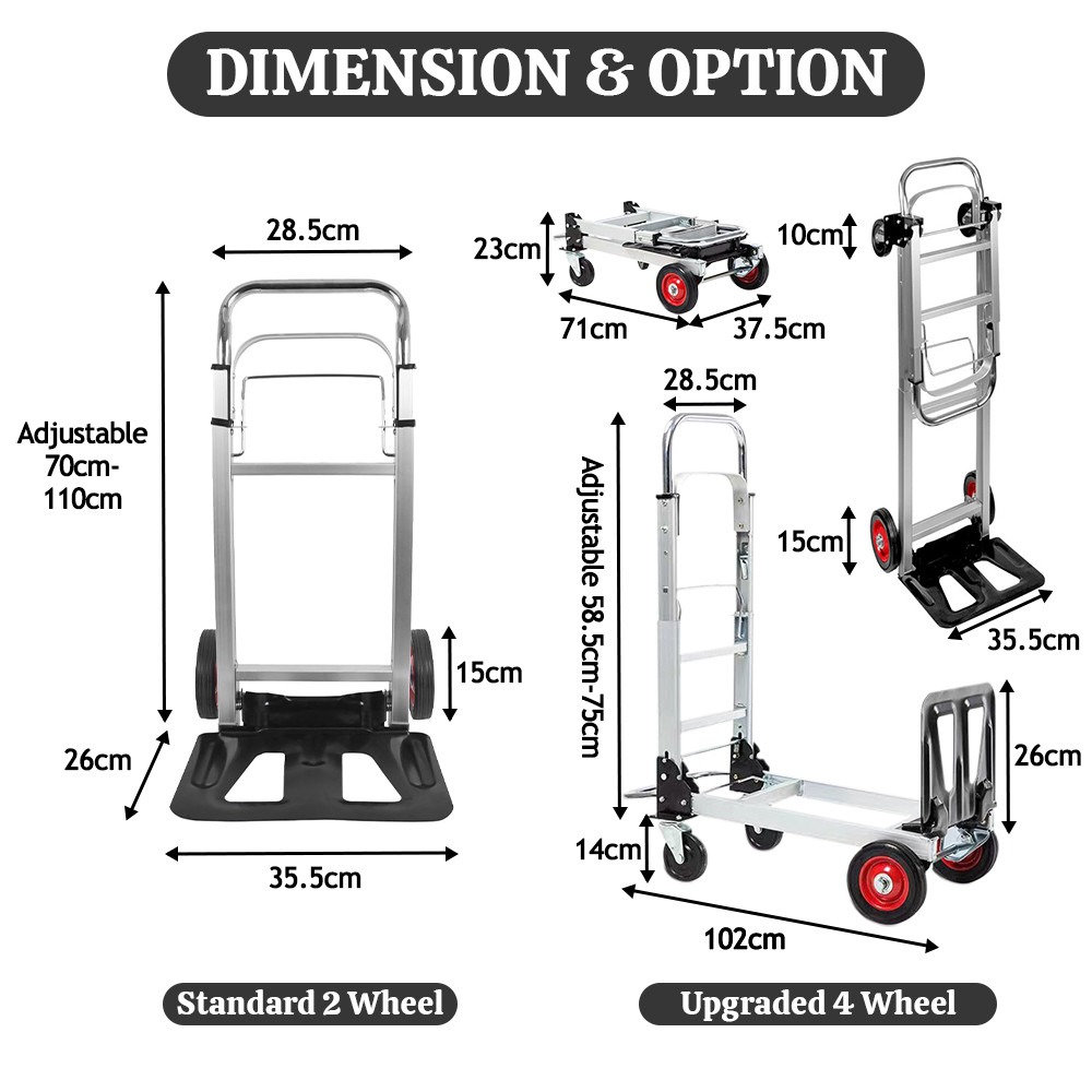 Heavy Duty Folding Hand Truck Trolley Angkat Barang Portable Steel ...