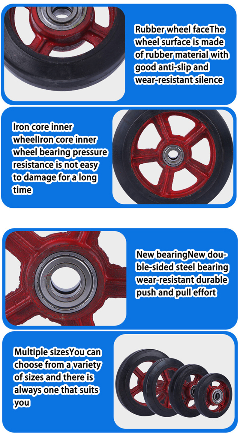 2pcs Heavy Duty Push Cart Steel Body Rubber Wheel 6 Inch / 8 Inch / 10 ...
