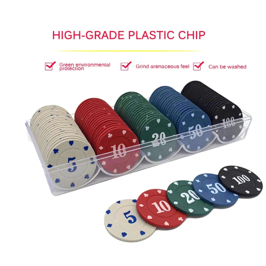 100 Pcs Professional Number Printed Poker Chips Set in Acrylic Clear ...