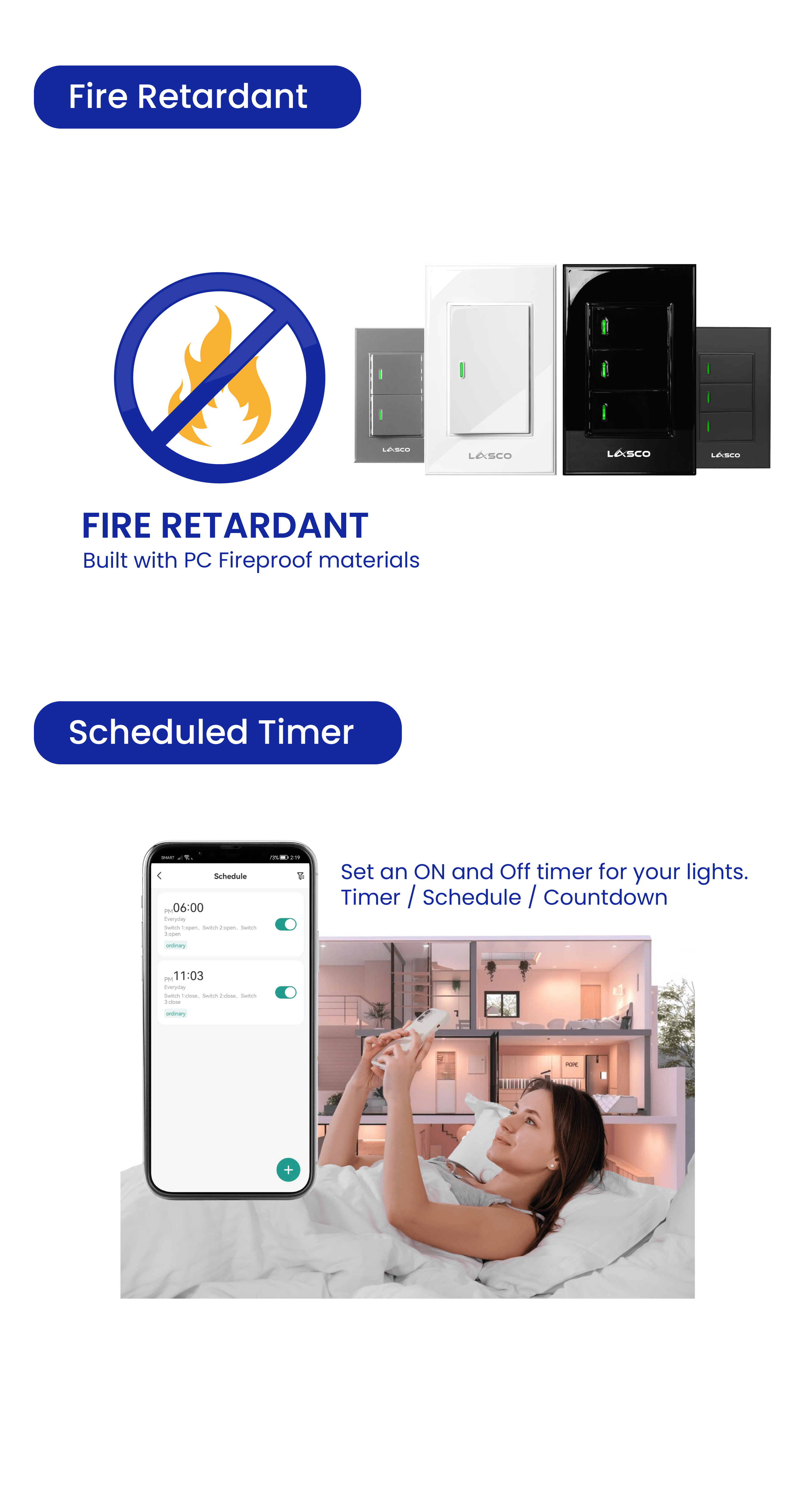 Lasco 3 Gang Wi-Fi Mechanical Wall Switch (White, Black, or Gray ...