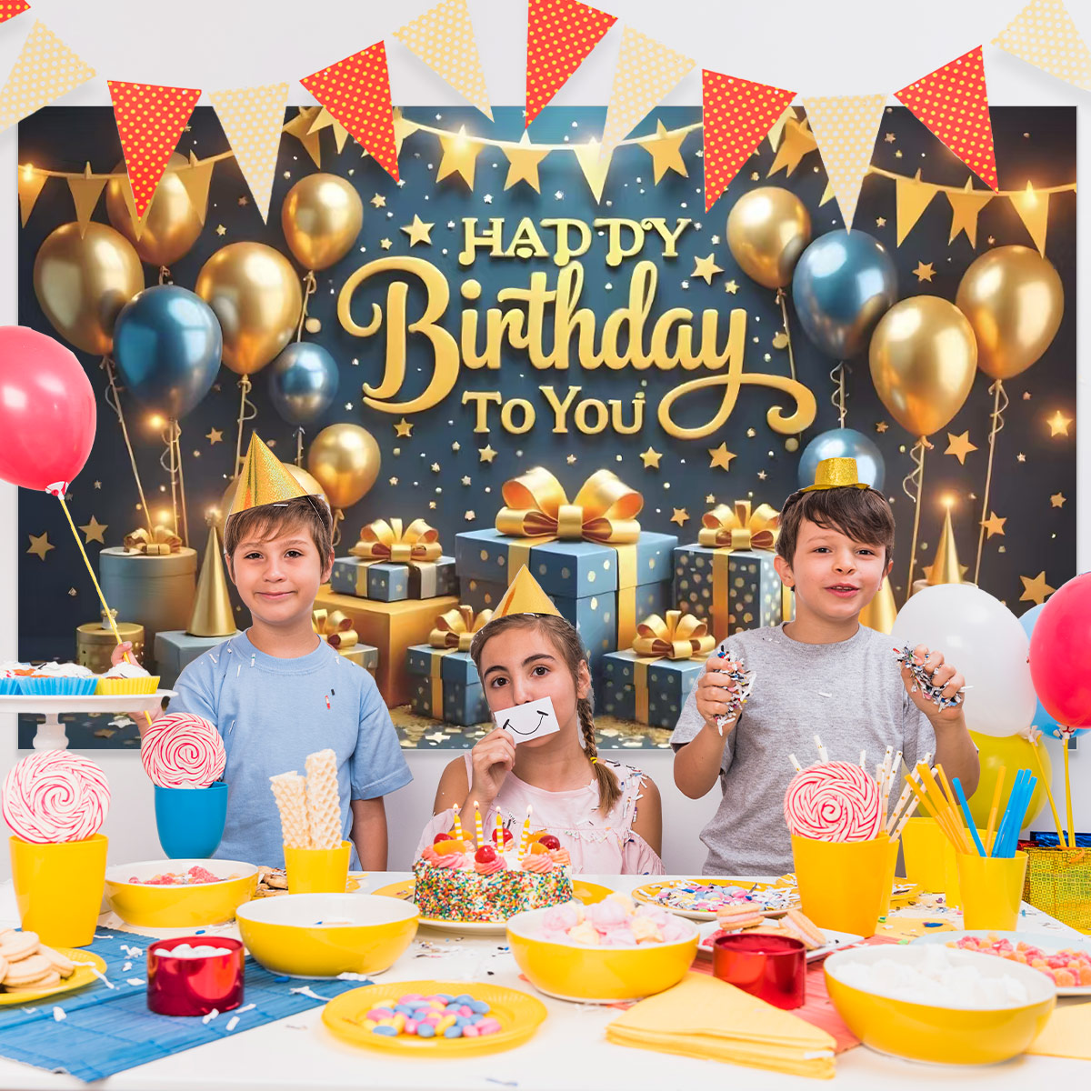 Happy Birthday Backdrop Decoration Cloth Home Party Needs Photo ...
