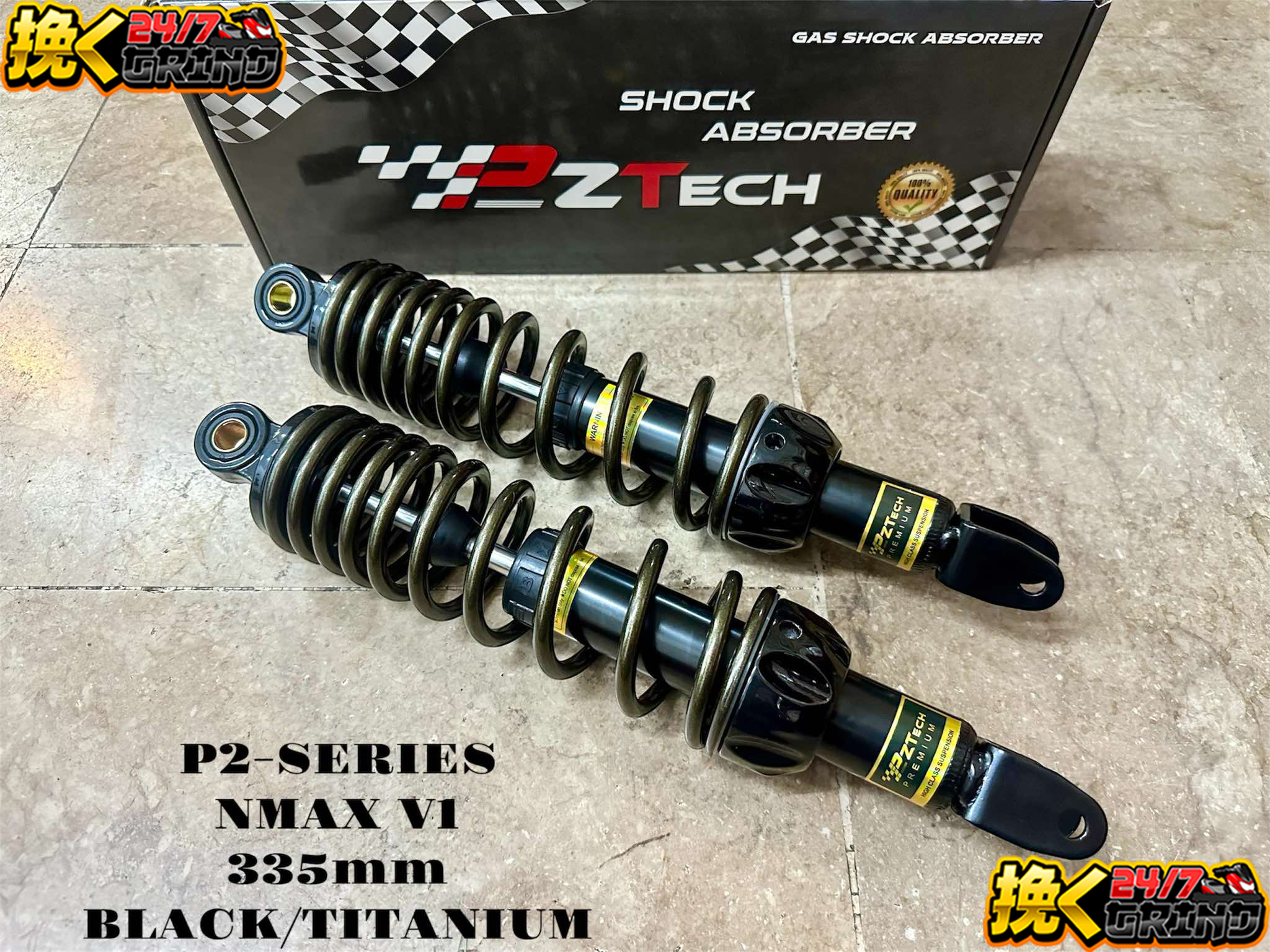 PZ TECH Rear Shock With Tank Fully Adjustable For Aerox v1 v2 / Nmax v1 ...