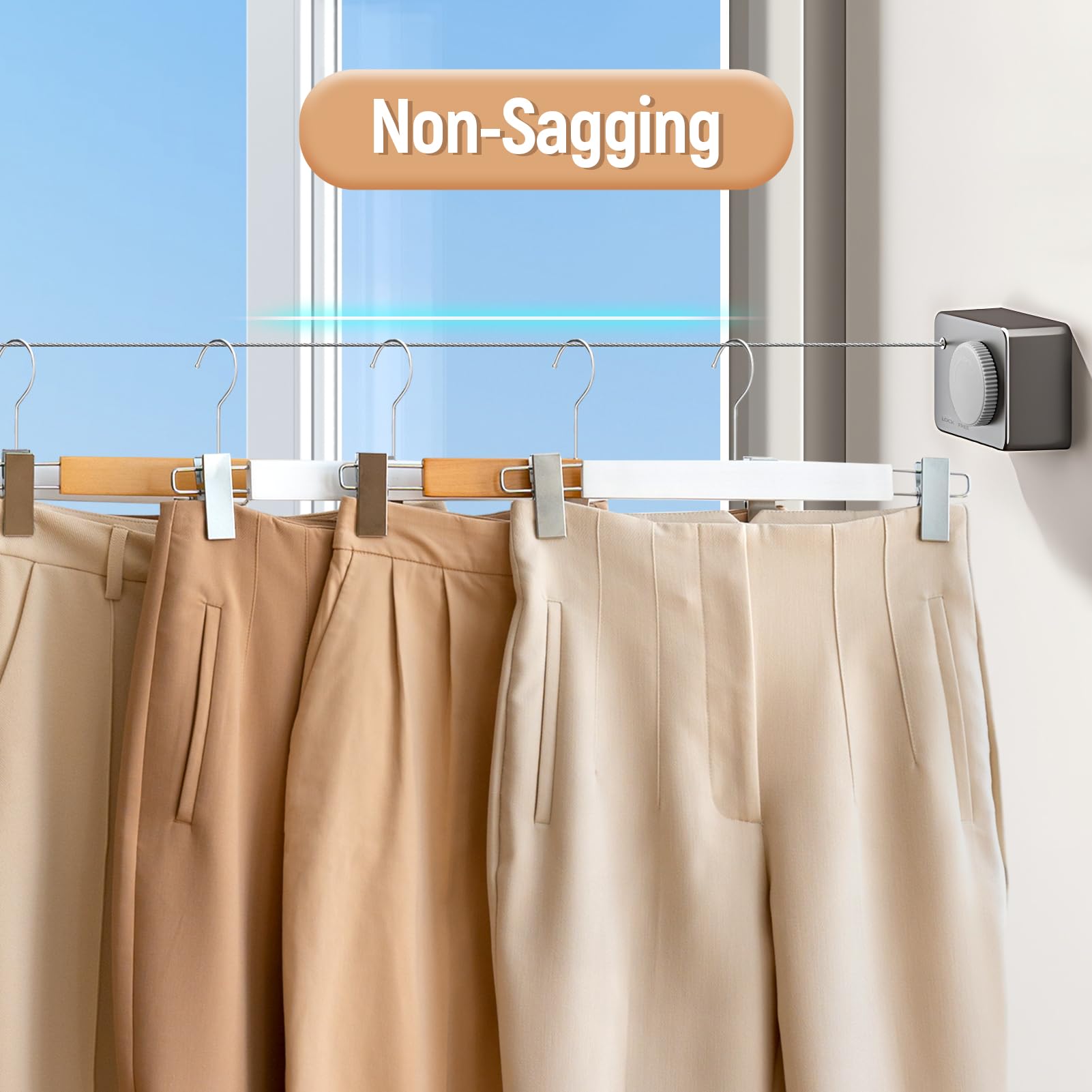 5.1m Retractable Clothesline Invisible Indoor Clothes Line for Hanging ...