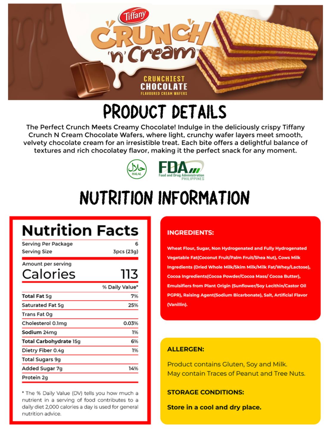 Tiffany Crunch N' Cream Chocolate Wafer 135g Bundle | Shopee Philippines