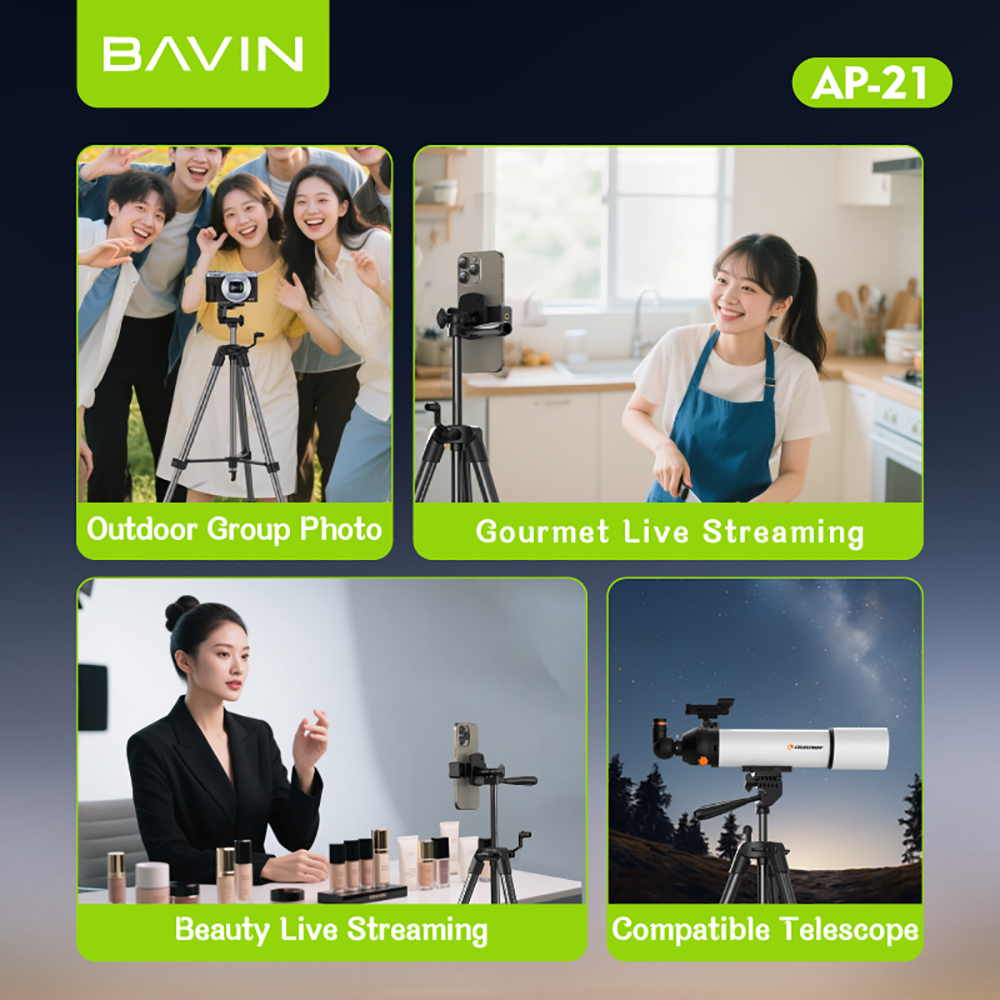 BAVIN P21 Multi-Function Portable Tripod Stick w/ 360° Rotation ...