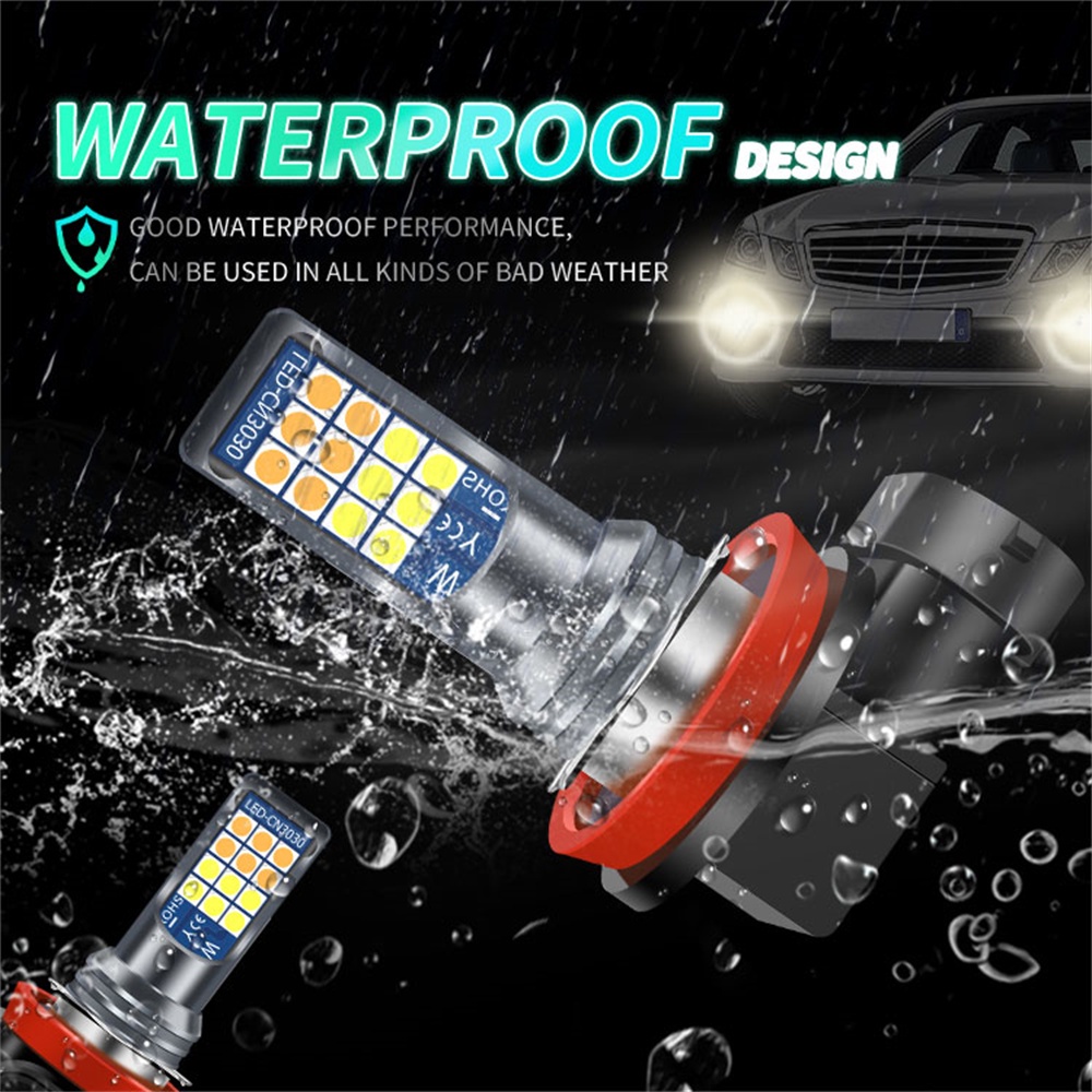 Three Color Car Led Fog Light 24smd LED Dual Color Daytime Running Front Universal H8/H11/16 For ...