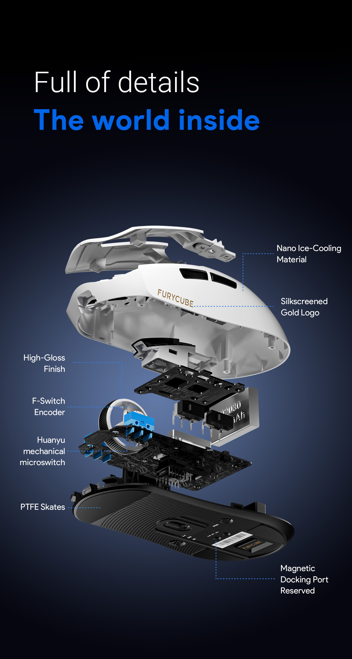 FURYCUBE G9 Gaming Mouse Wireless 2.4G High DPI Black White Mice With ...