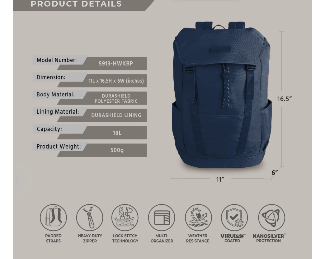 [Back to School Mega Sale!!!] Hawk 5913 MEDIUM Lifestyle Backpack with ...