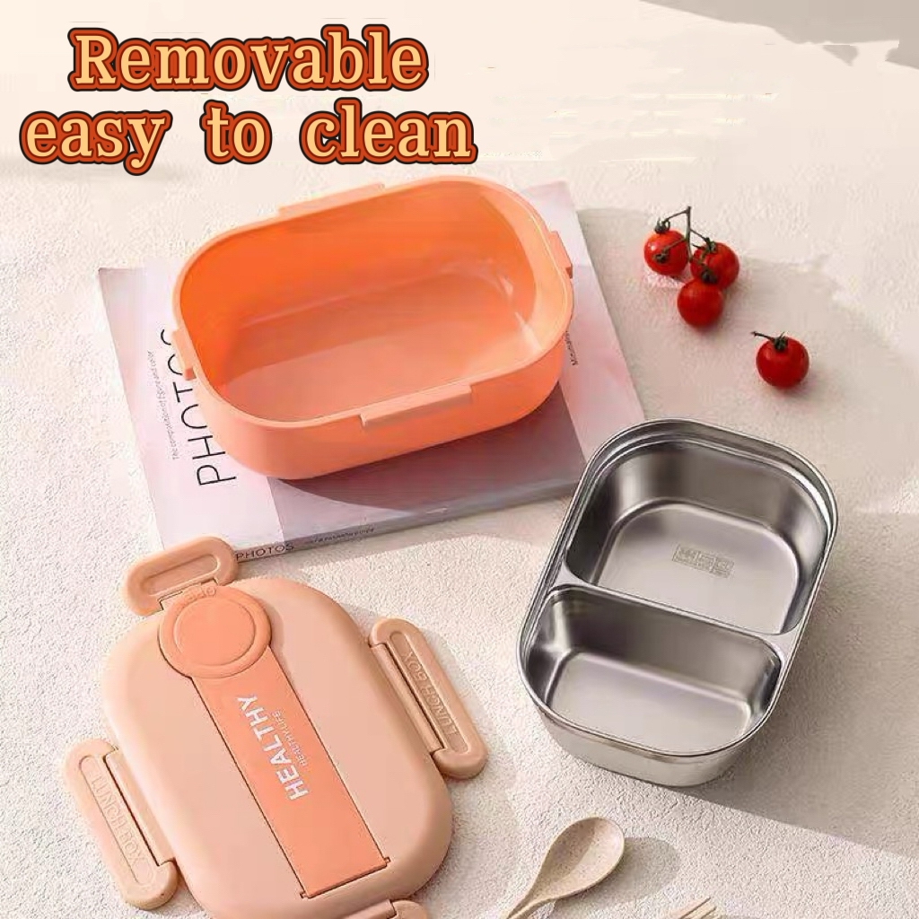900ml 304 Stainless Steel 2 Compartment Lunch Box Bento Box ...