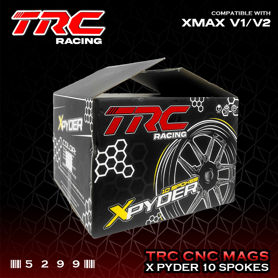 TRC CNC XPYDER 10 SPOKES MAG WHEELS (3.5*15 F x 4.0*14 R) for XMAX 300 ...
