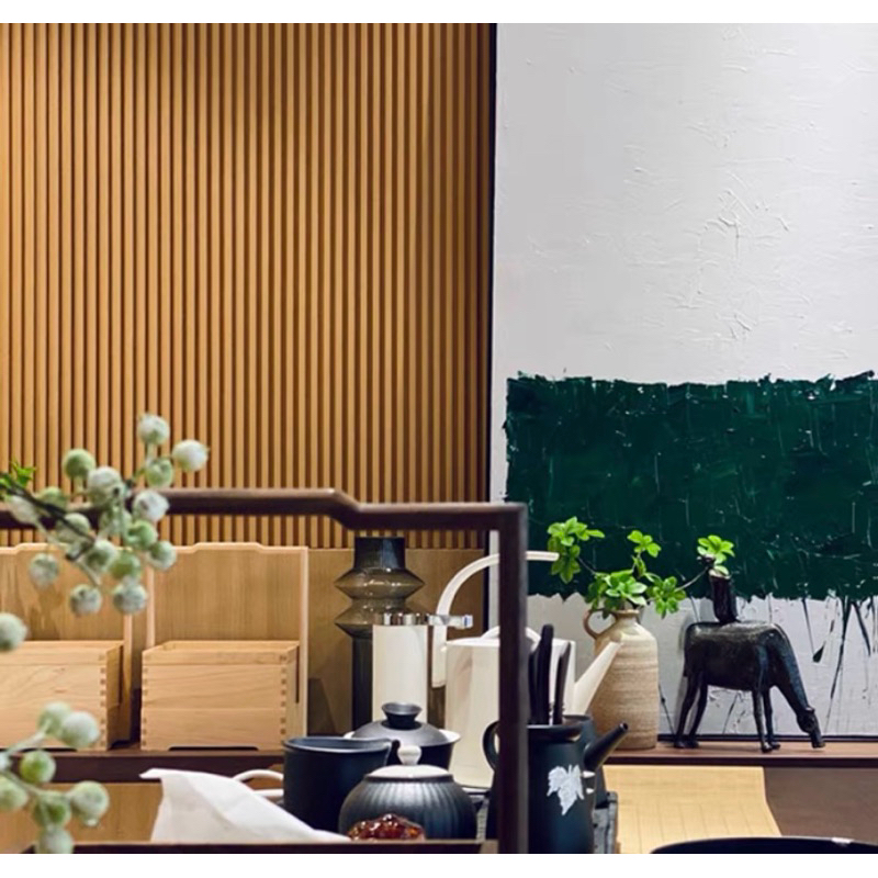 WPC Fluted Wall Panel Sticker Waterproof Grille Design Ecological Board ...