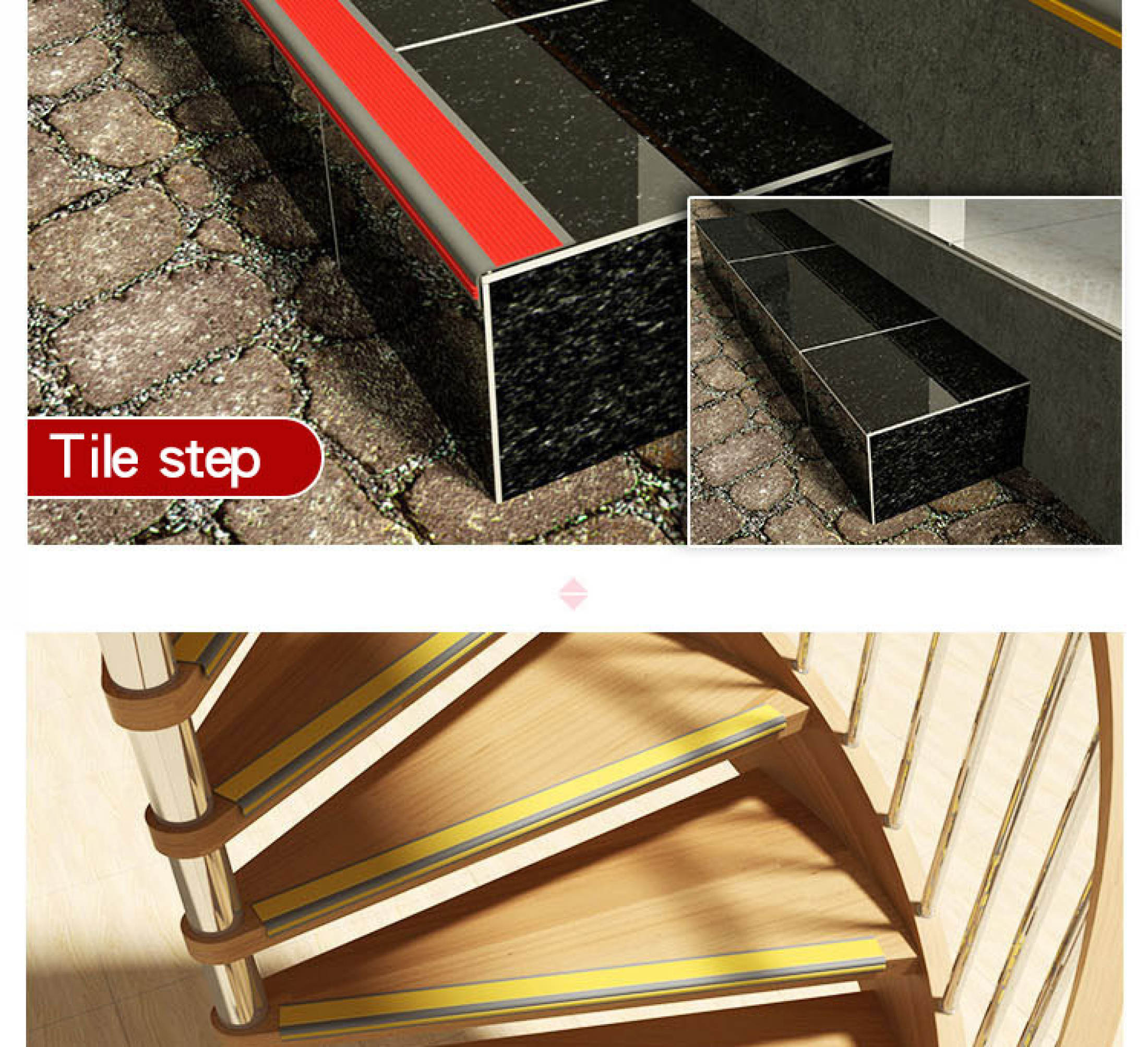 Anti Slip Strip 8/24FT L-type PVC Rubber Stair Nosing Self-Adhesive ...