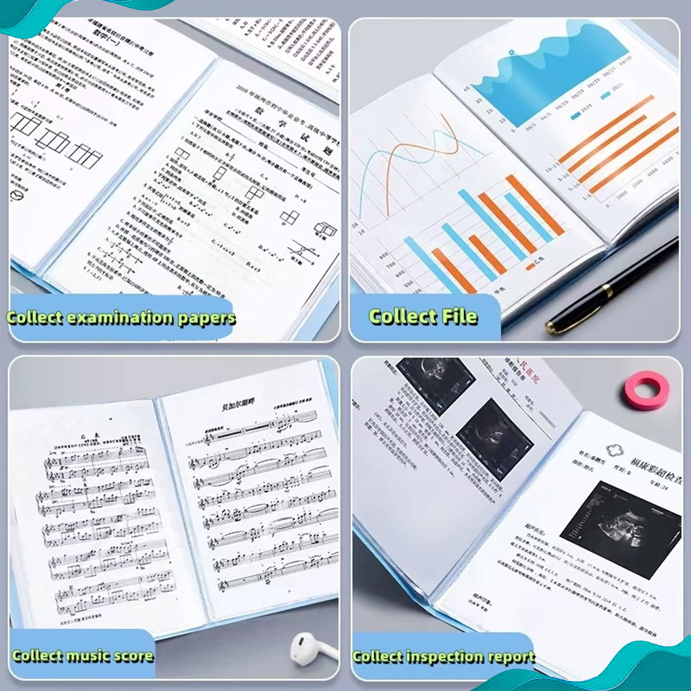 RYOMISE_Clear Book Long/A4 File Folder Paper Organizer Document ...