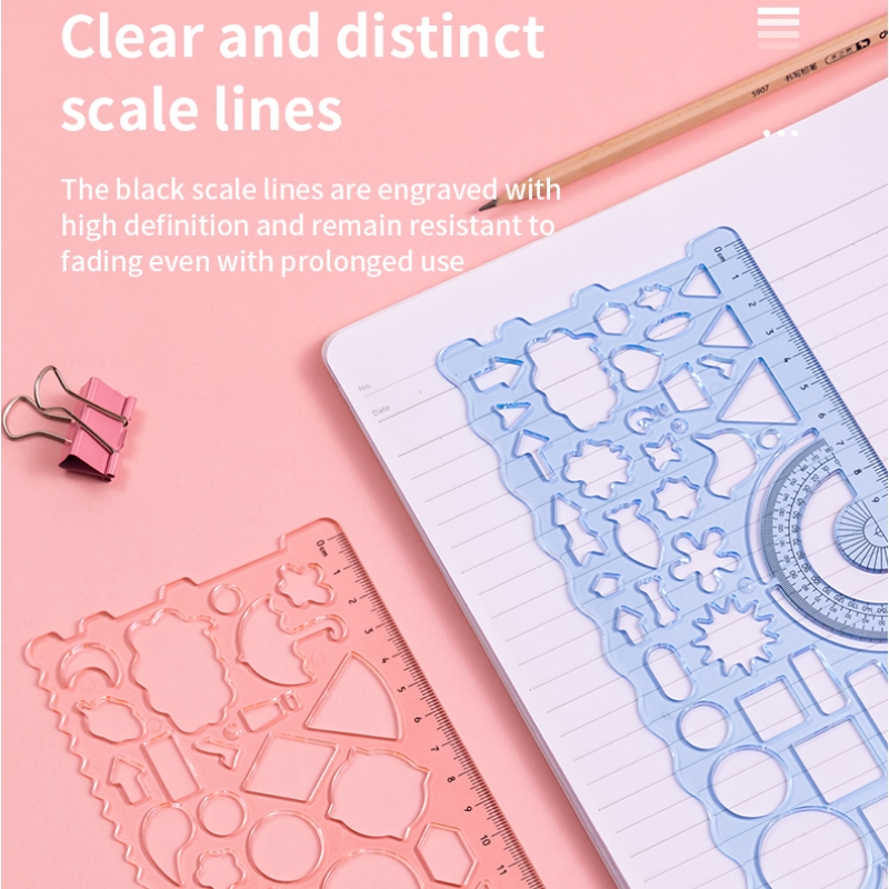 Multi Shaped Ruler Drawing Geometry Smooth Edge Hollowed-out Geometric ...