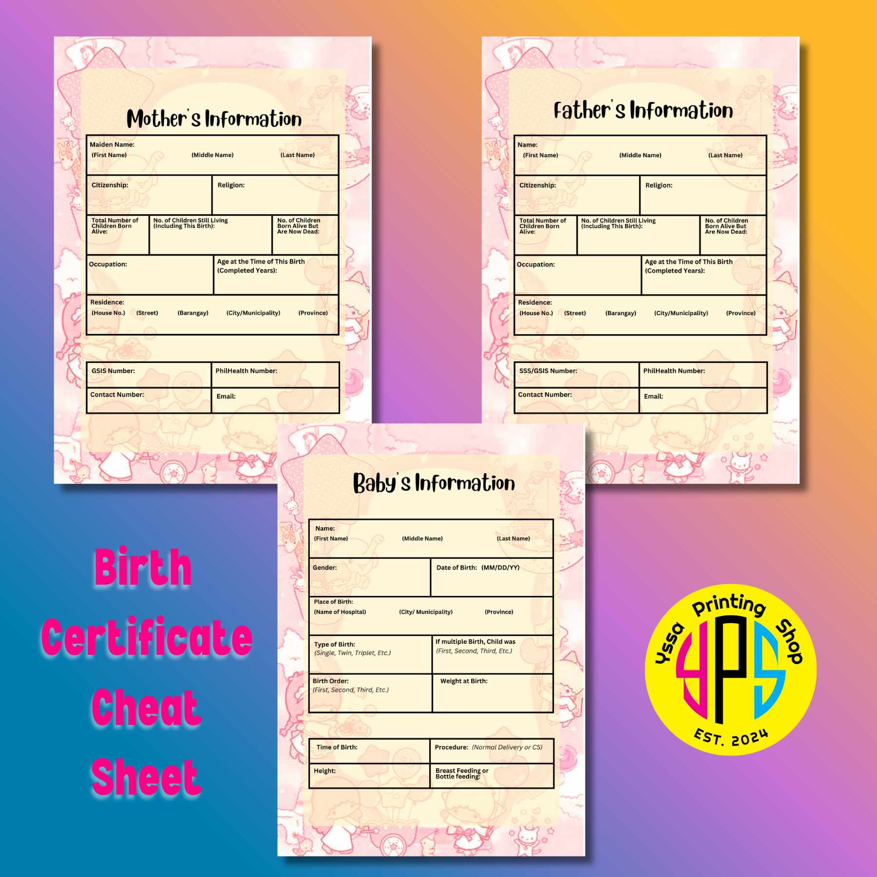 Birth Certificate Cheat Sheet (3 pages) | Shopee Philippines