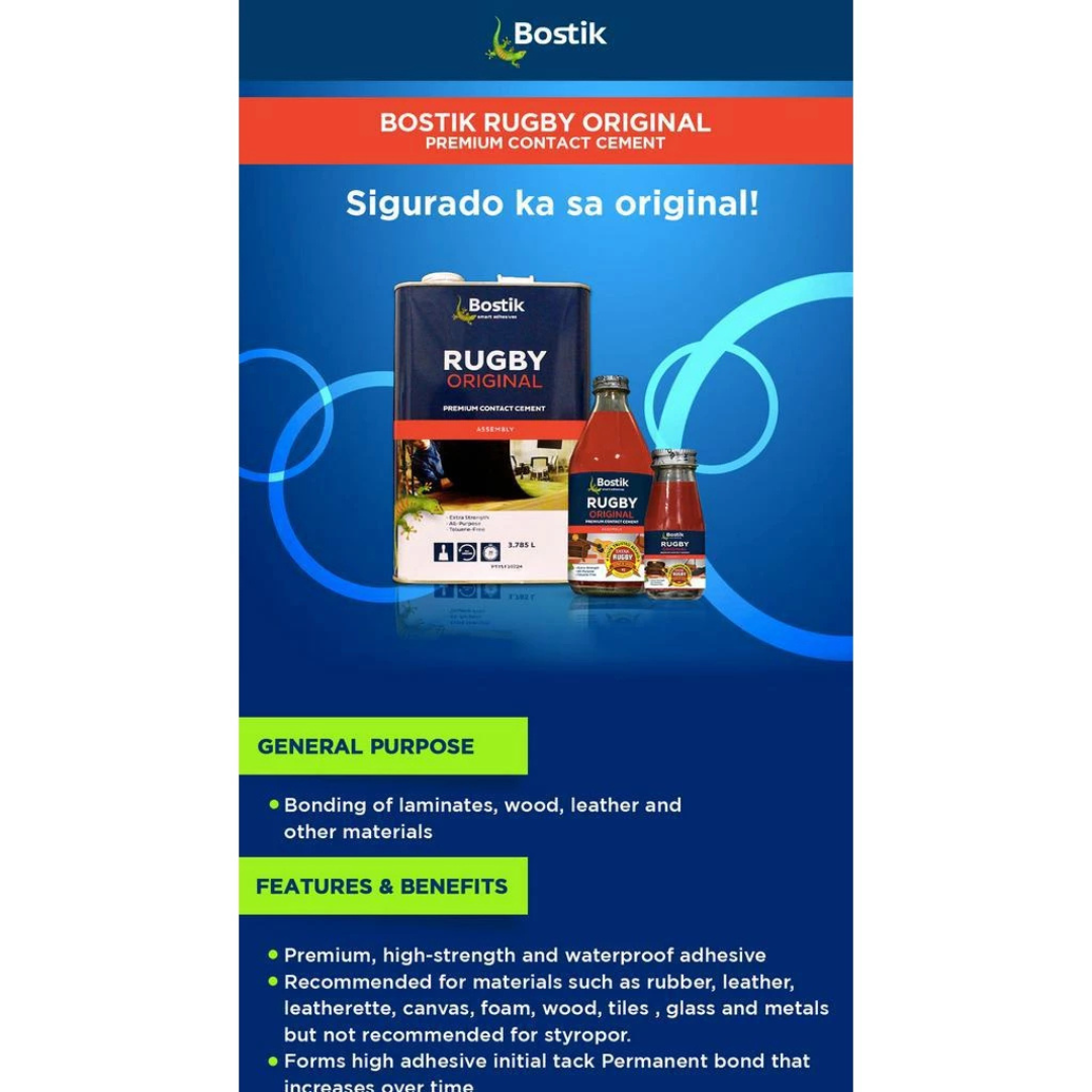 BOSTIK RUGBY PREMIUM RUBBER CONTACT CEMENT HIGH STRENGTH ADHESIVE ...