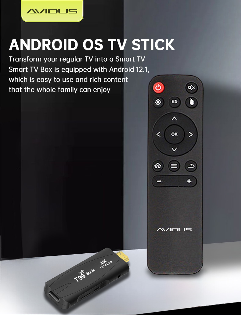 4K HD T99 TV Stick Smart TV 8+128GB 2.4G/5G Dual WIFI Mini TV Stick ...