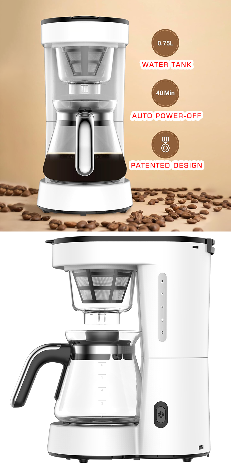 LAHOME Drip Coffee Maker 3-in-1 Coffee Machine Pour Over Coffee,Tea ...