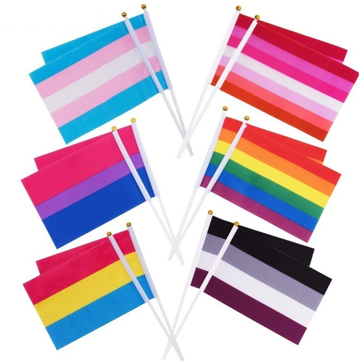 14x21cm Flaglets with Stick Solid / Rainbow / Racing Flag Square Mini ...