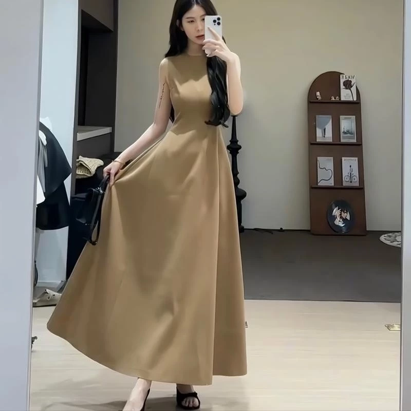 Women fashion Round-neck Long Dress Elegant A-line Long Dress Elegant ...