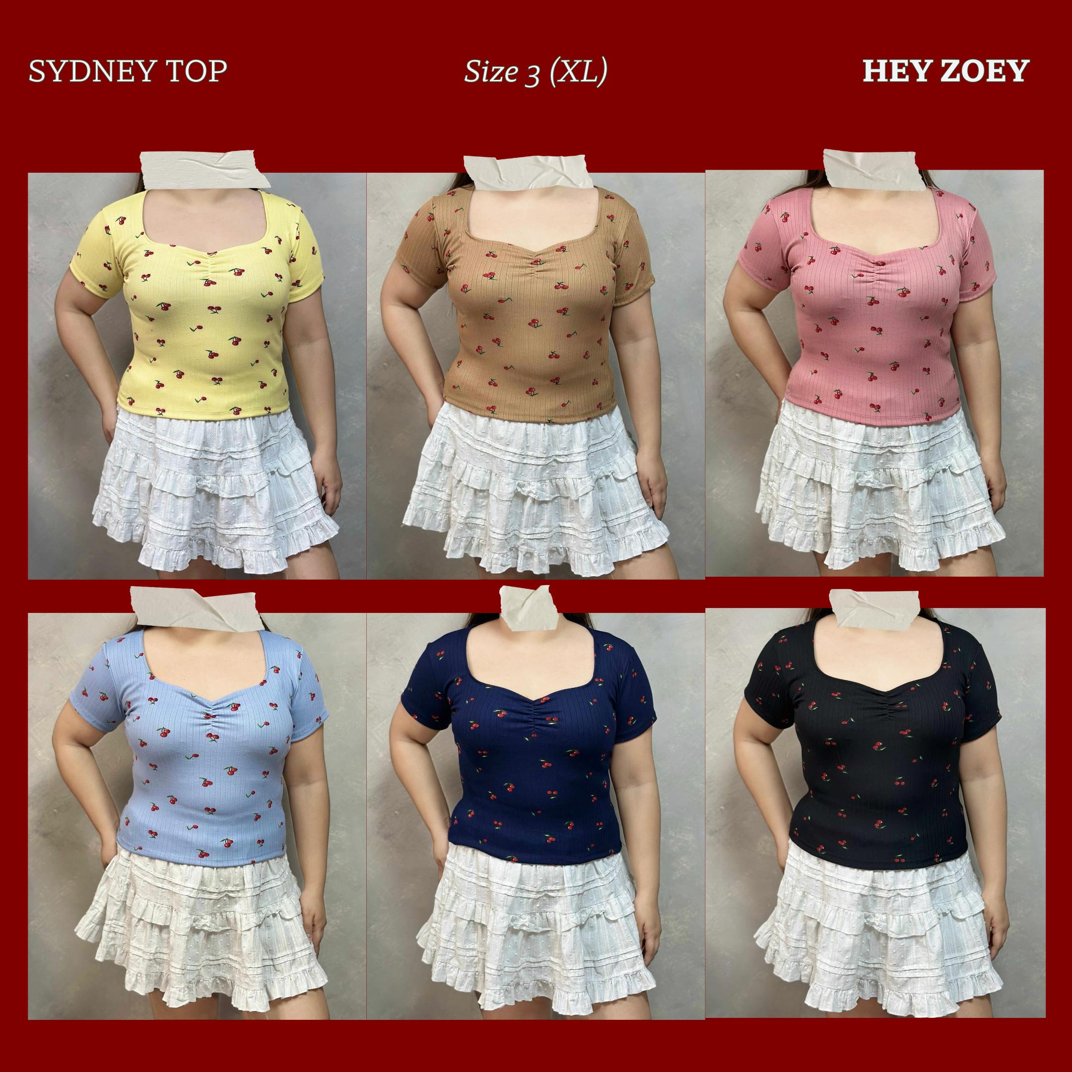 HEY ZOEY Sydney Top - Sweetheart Neck Cherry Printed Soft Cotton ...