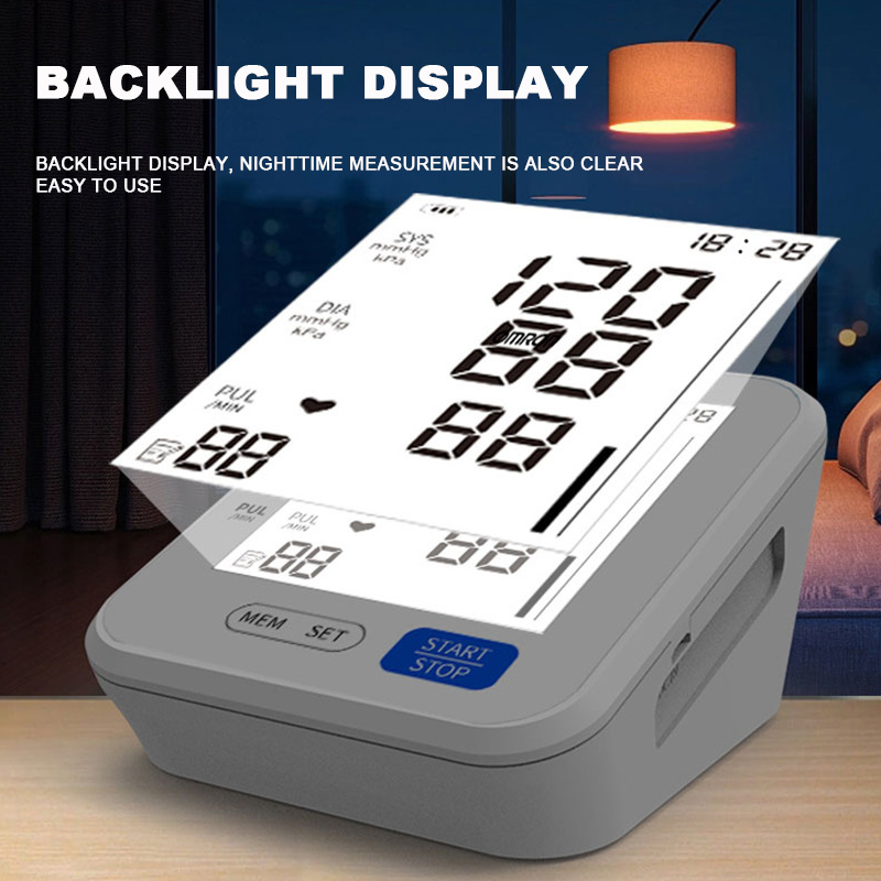 Portable Upper Arm Blood Pressure Monitor with Voice, Dual Power ...