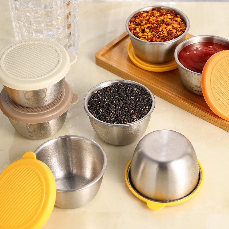 6Pcs Reusable Stainless Steel Sauce Condiment Container Box Sauce Cup ...