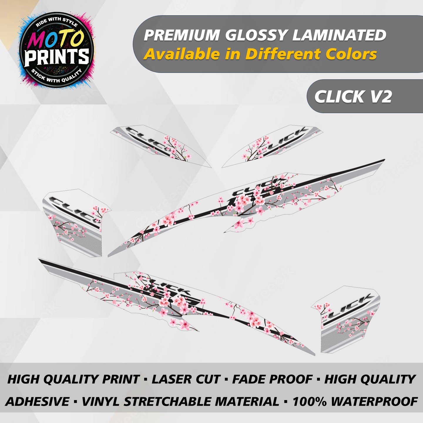 HONDA CLICK V2 SAKURA VERSION 2 DESIGN DECALS (WATERPROOF, LAMINATED ...