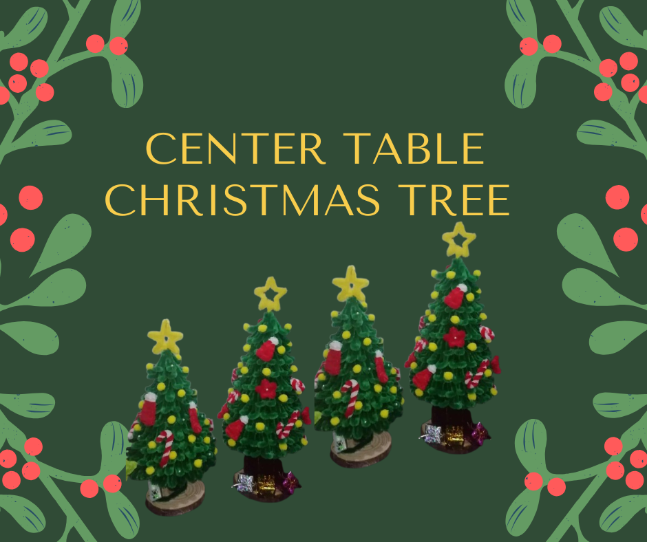 Table Centerpiece Christmas Tree-Fuzzy Wire 30cm 4pcs with Light and ...