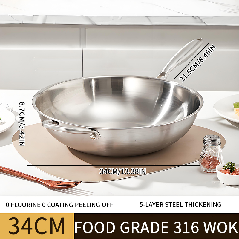 316 stainless steel flat bottomed pan for household use uncoated food ...