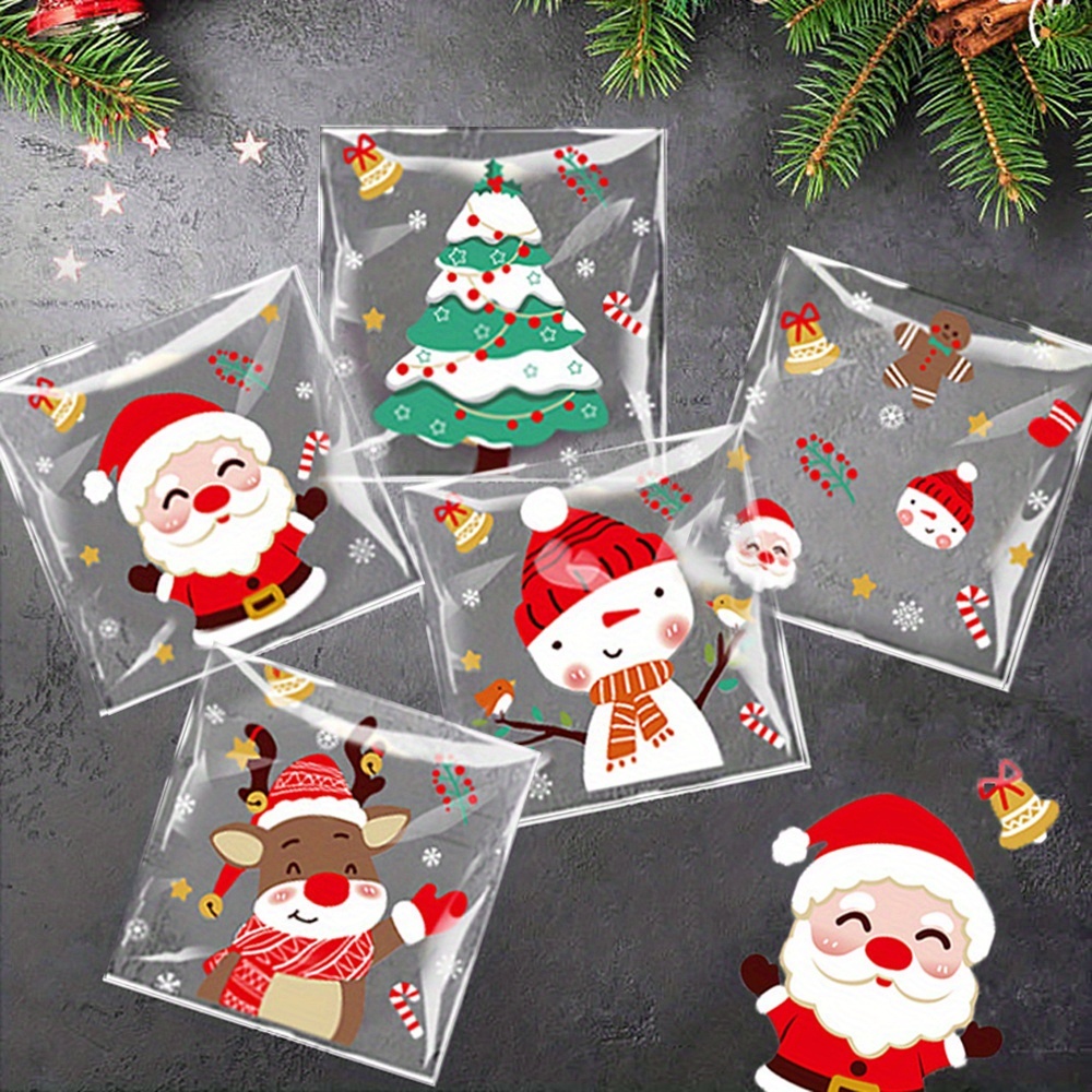 100Pcs Christmas OPP Candy Packaging Bags Self Adhesive Bags for ...