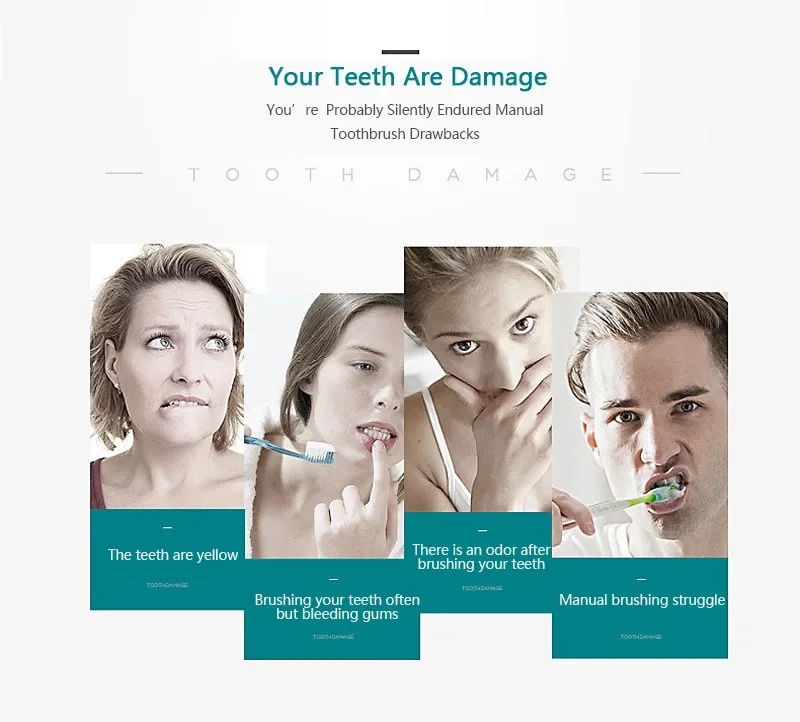 6-Speed Mode Smart Timer Electric Toothbrush Rechargeable USB Portable ...