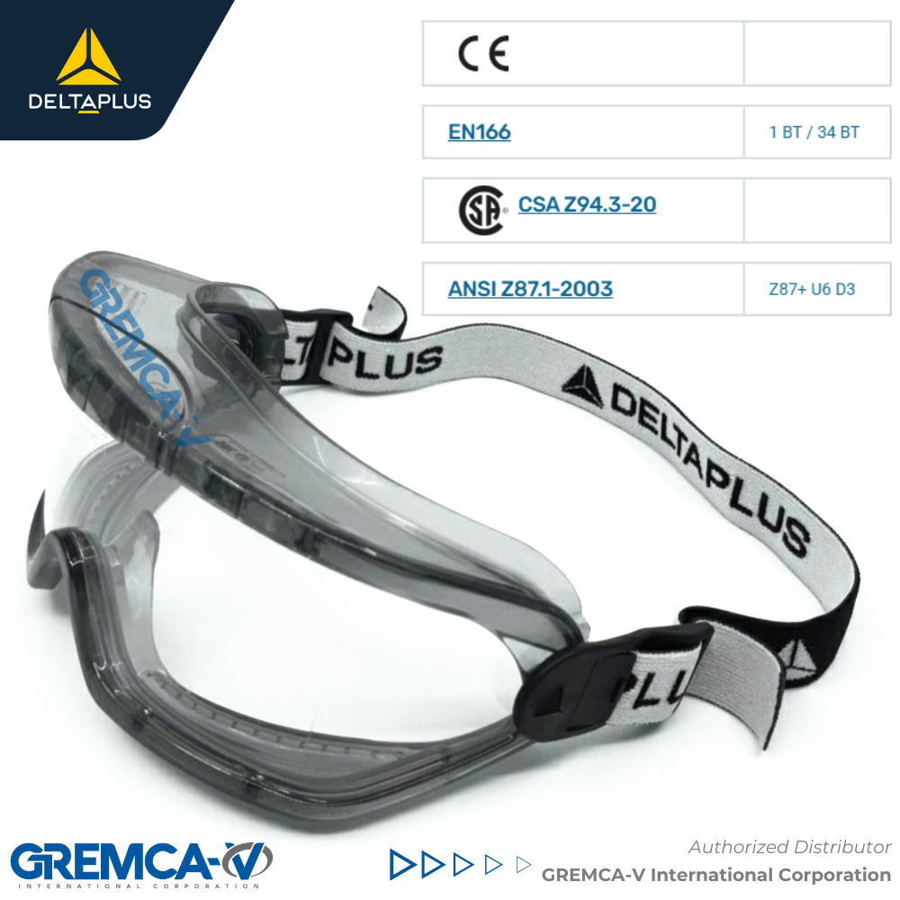 Delta Plus GALERAS CLEAR Safety Goggles Chemical Laboratory Dust Impact ...