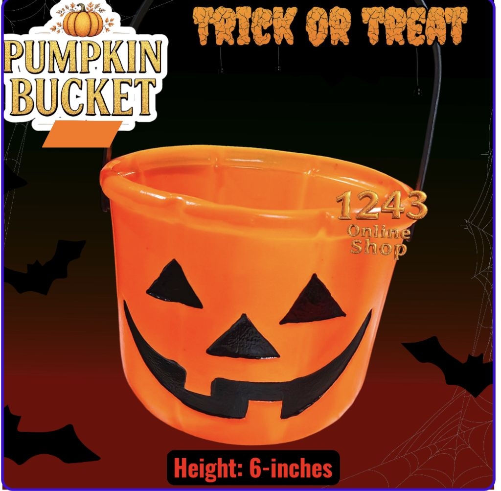 Halloween trick or treat pumpkin Bucket with cover | Shopee Philippines