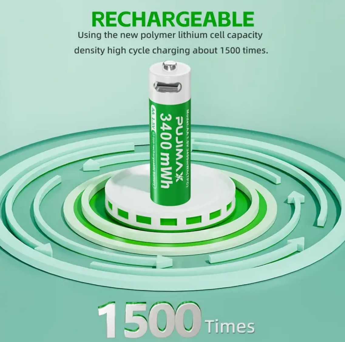 AA lithium battery, rechargeable battery, 1.5V Type-c fast charging ...