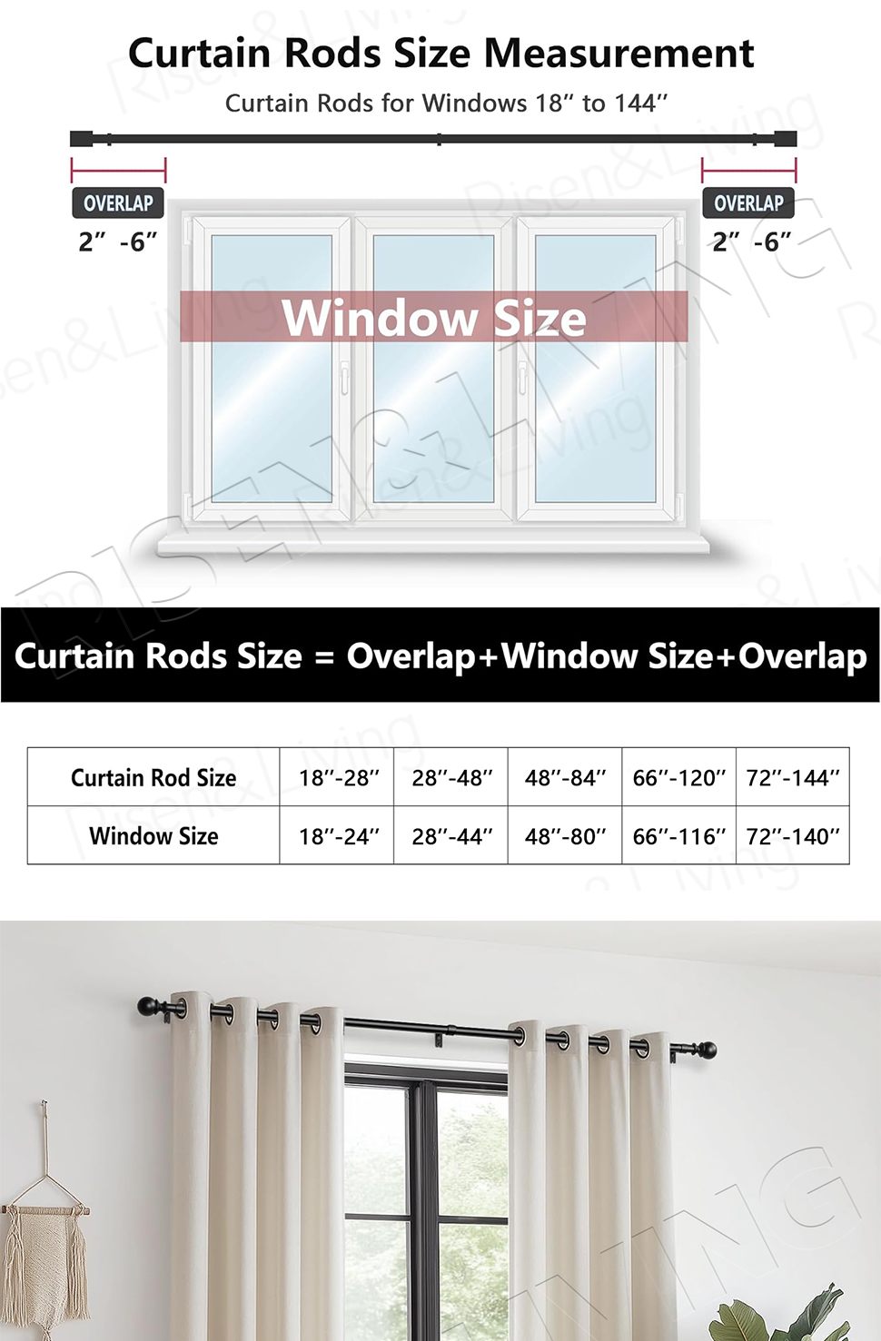 18-144‘’ Curtain Rod With Double pole Bracket For Window Roman Rod ...