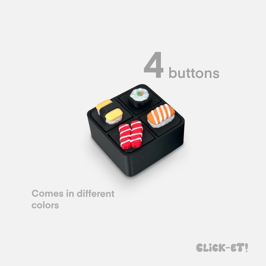 CLICK-ET! Bento Box Clicker Keychain by Slycelab 4Buttons 3D Printed ...