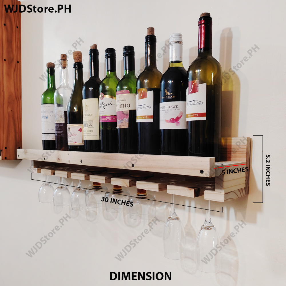 Wine Rack Wooden Wine Rack and Glass Holder 8 bottles Single Modern ...