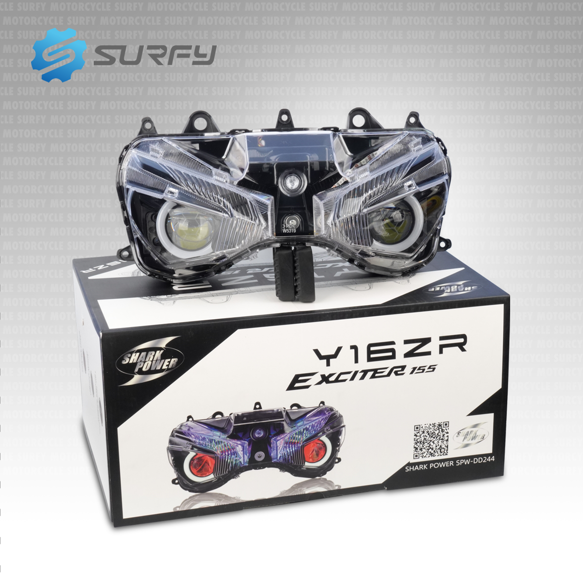 SharkPower Sniper 155 Honeycomb Projector Headlight Assembly RGB Eagle ...