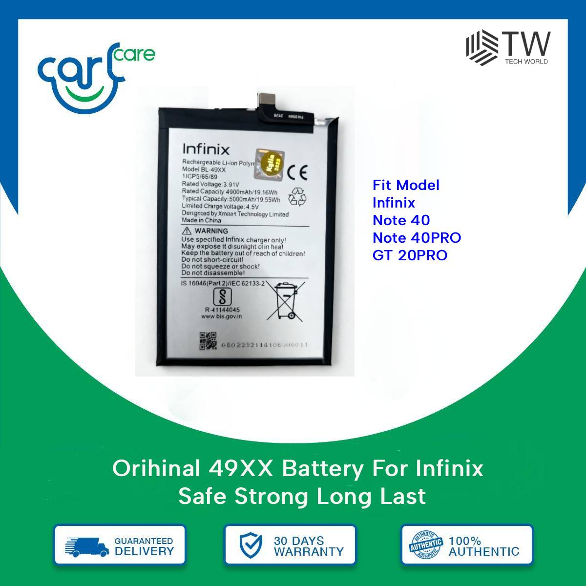 Orihinal AAA Capacity Battery For Infinix Note 40/Note 40 Pro 5G/GT 20 ...