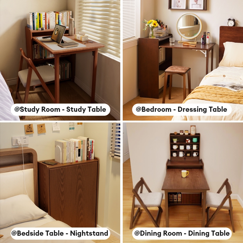 Japanese Bamboo Desk Foldable Storage Bedside Table Study Table Office ...