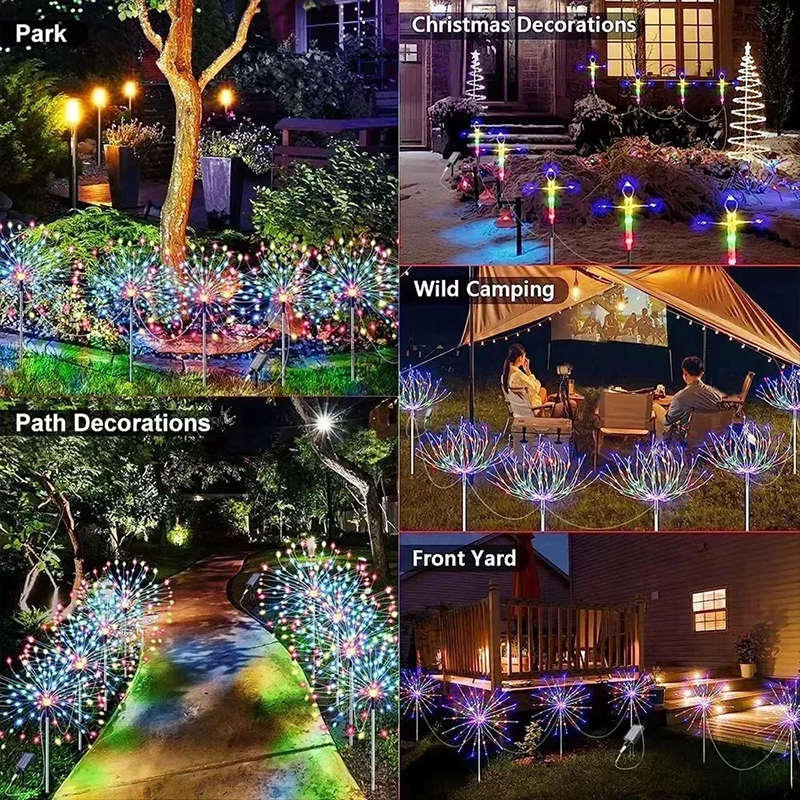 Buy 1 Take 2 Gold Star Solar Firework Led Light Waterproof Outdoor ...
