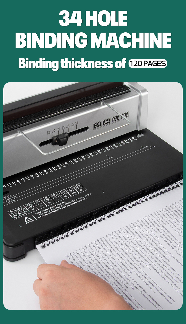 Ring/Comb Binding Machine A4/A3 Size Heavy Duty 34 Hole Comb Binding ...