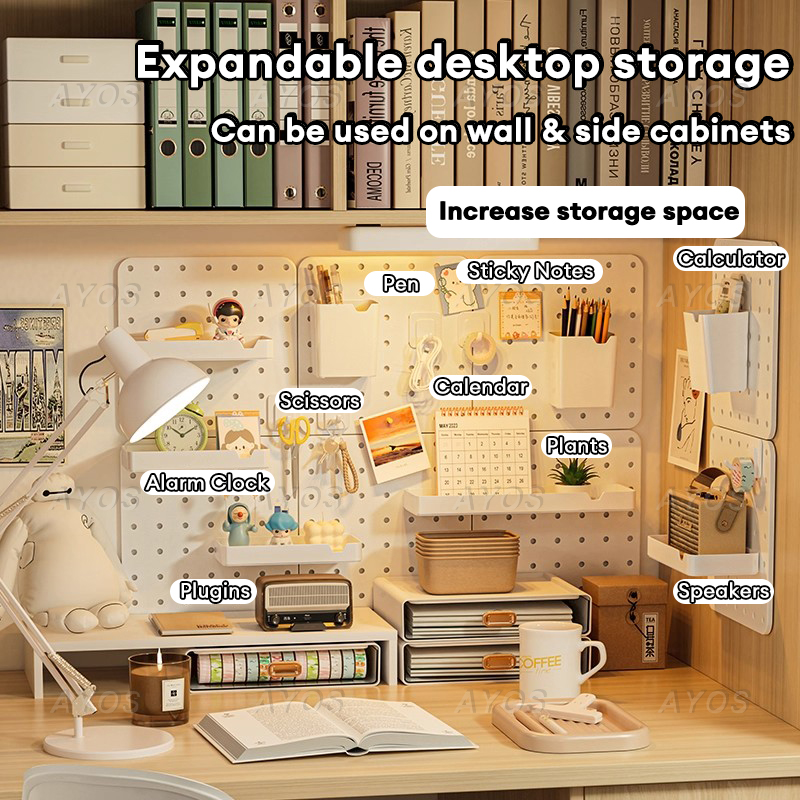 AYOS Multi-Piece Plastic Wall Pegboard Organizer Set No Drilling ...